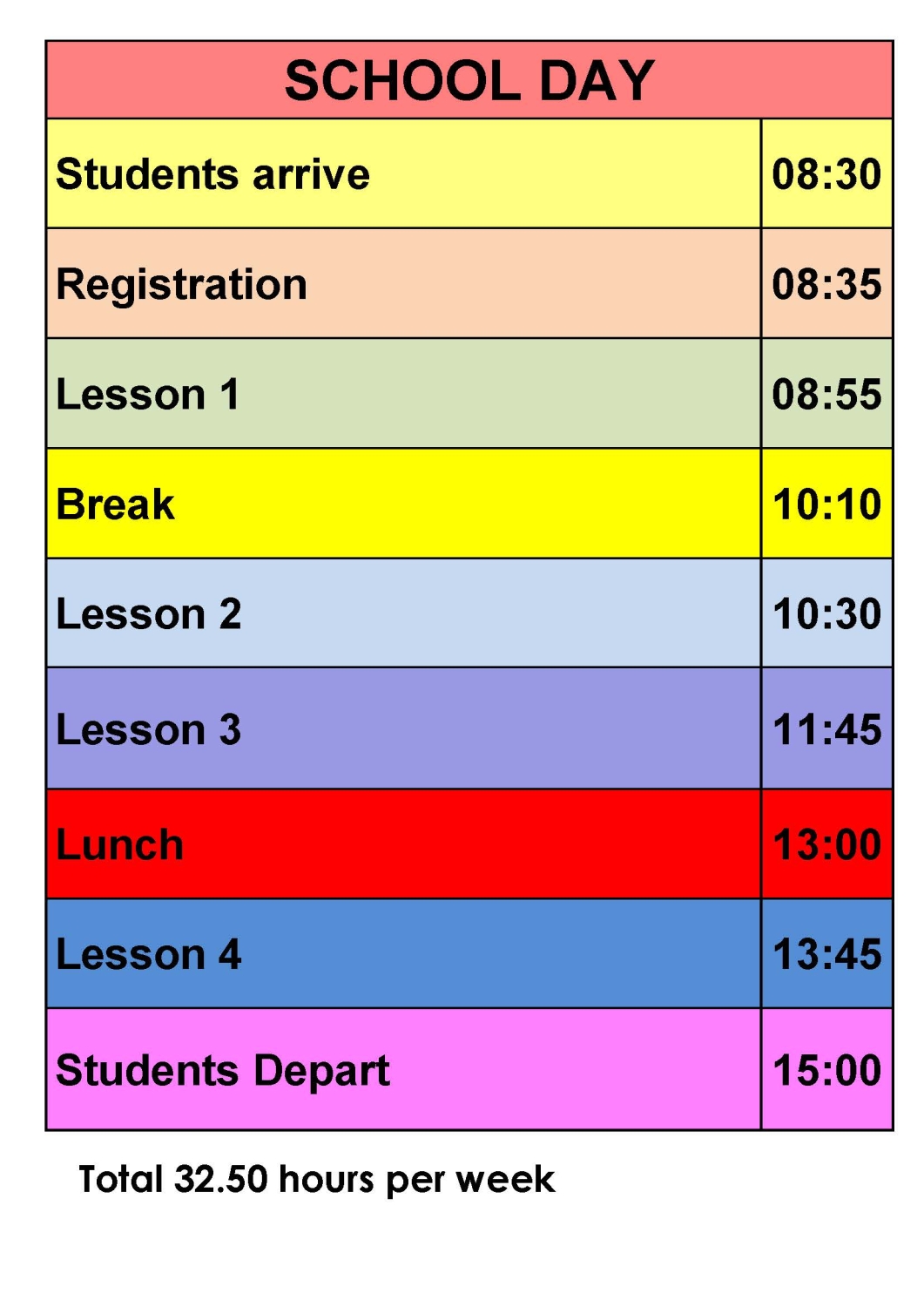 School Day Timings - Cape Cornwall School