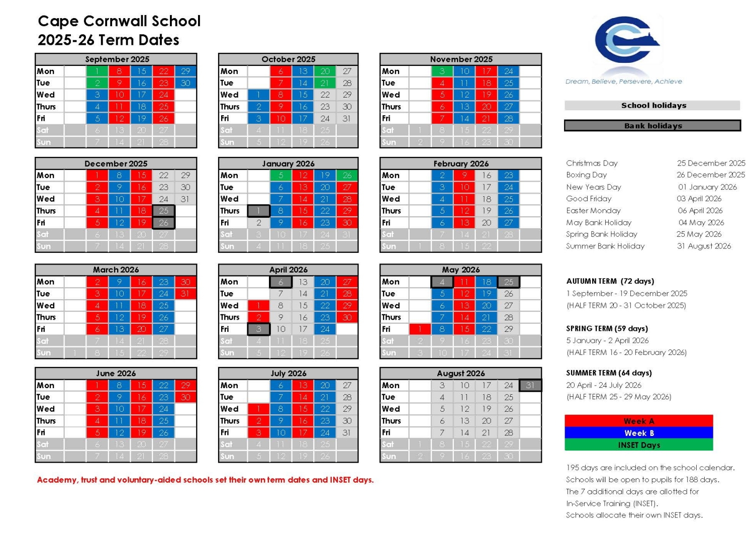 Term Dates - Cape Cornwall School